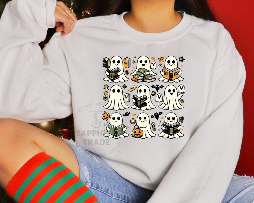 Cute Ghost Book Png, Cute Ghost Halloween Png, Spooky Season Png, Ghost ...