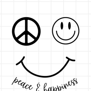Peace & Happiness Smiley Face Png - Etsy
