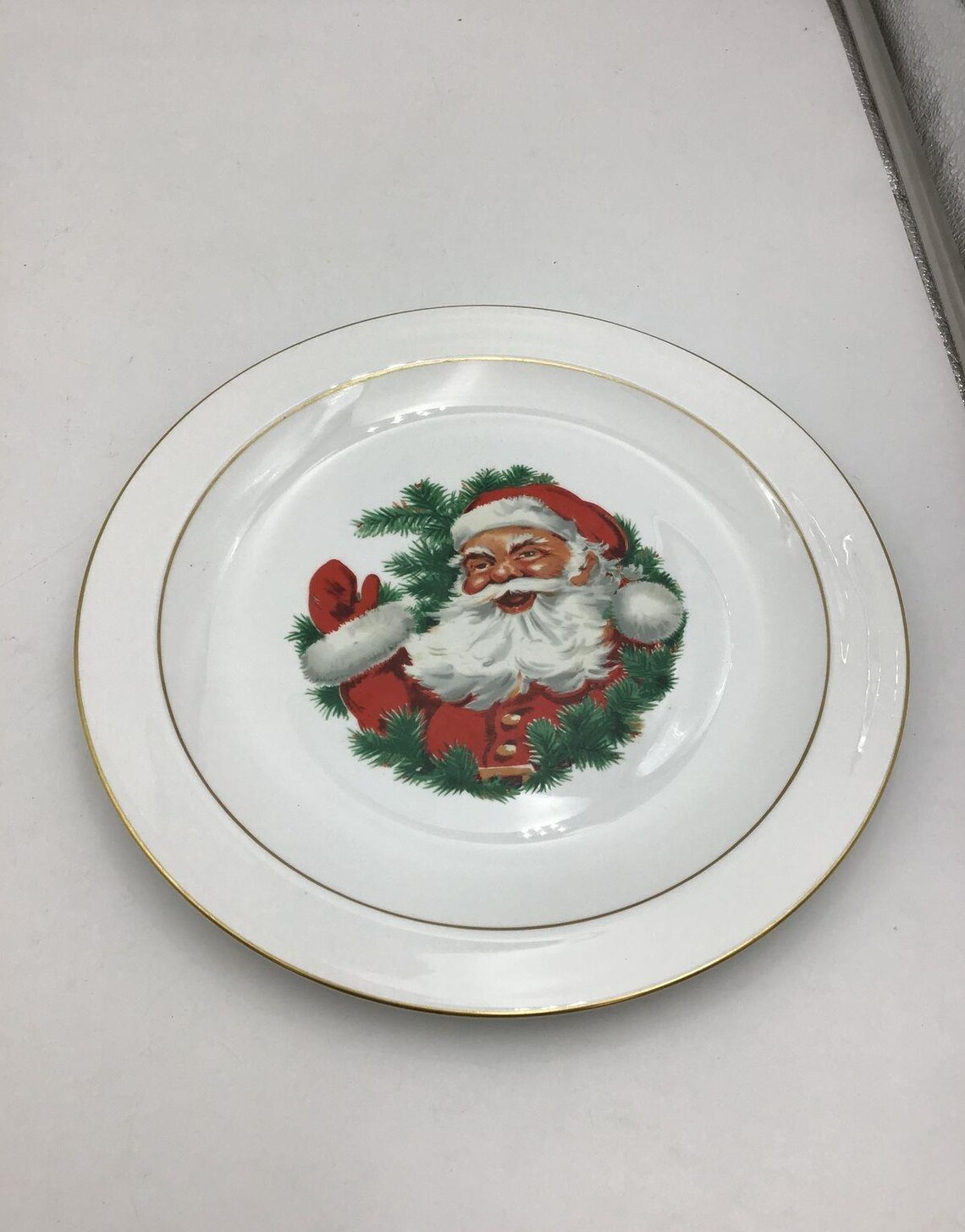 Vintage Corning Santa Clause Print Milk Glass Pyroceram Christmas ...