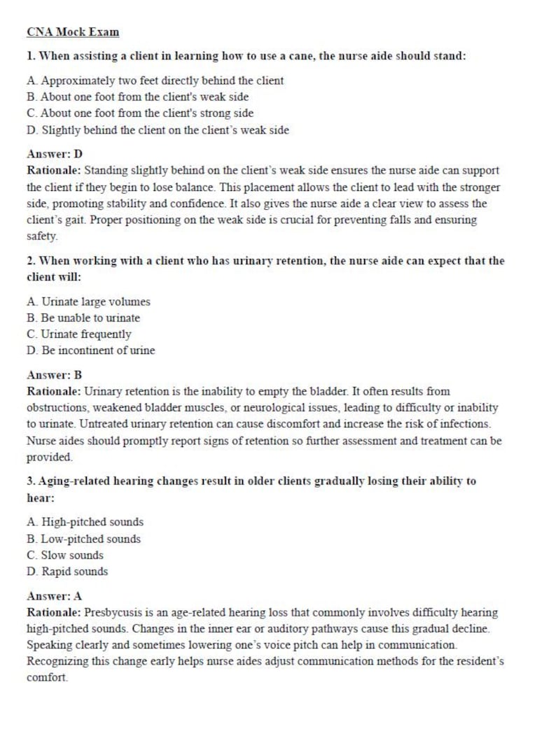 127 Questions for the CNA 2024 Exam With Answers & Explanations - Etsy