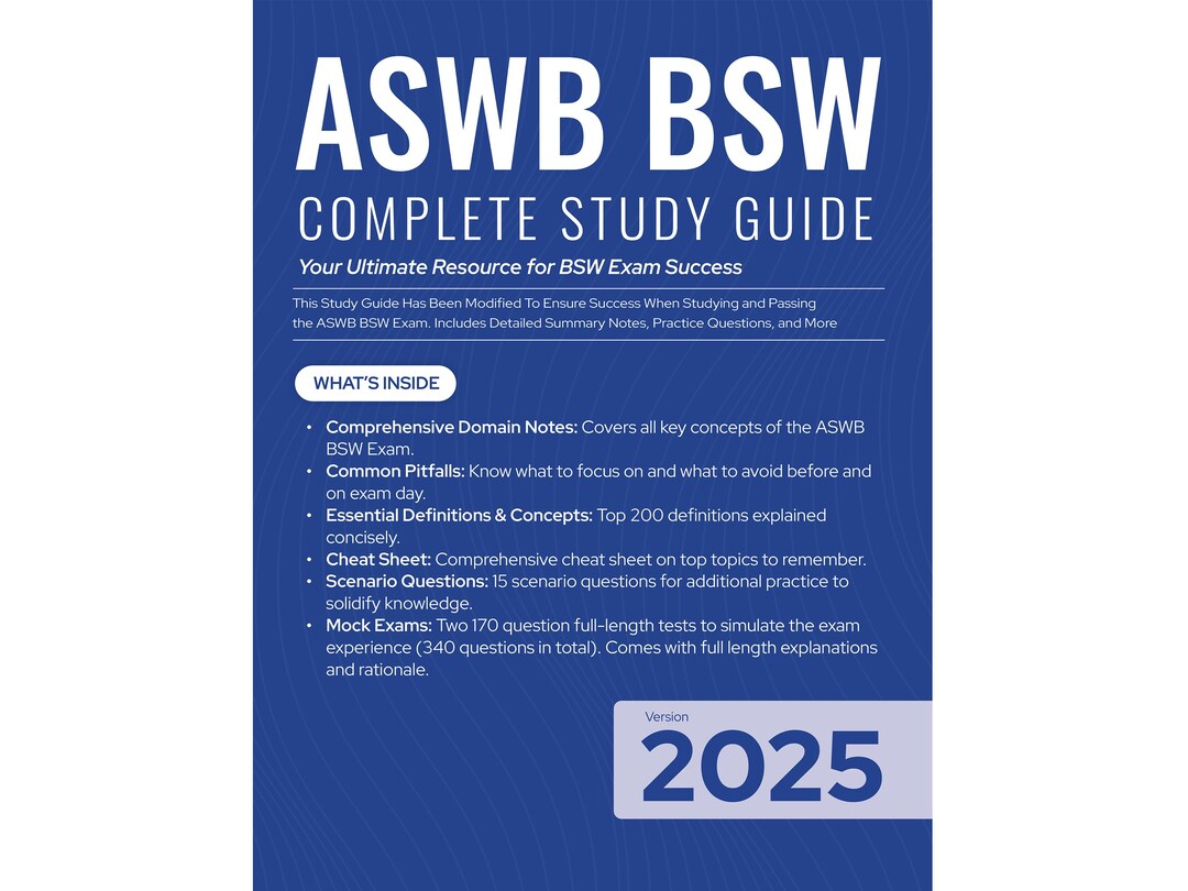 ASWB BSW Exam Study Guide: Practice Questions & Mock Exams (ebook) - Etsy