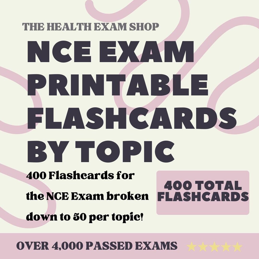 NCE Flashcards: 400 Printable Digital Flashcards for Exam Success - Etsy