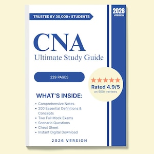 CNA Exam Study Guide 2026: Mock Exams, Cheat Sheet (digital Download) - Etsy