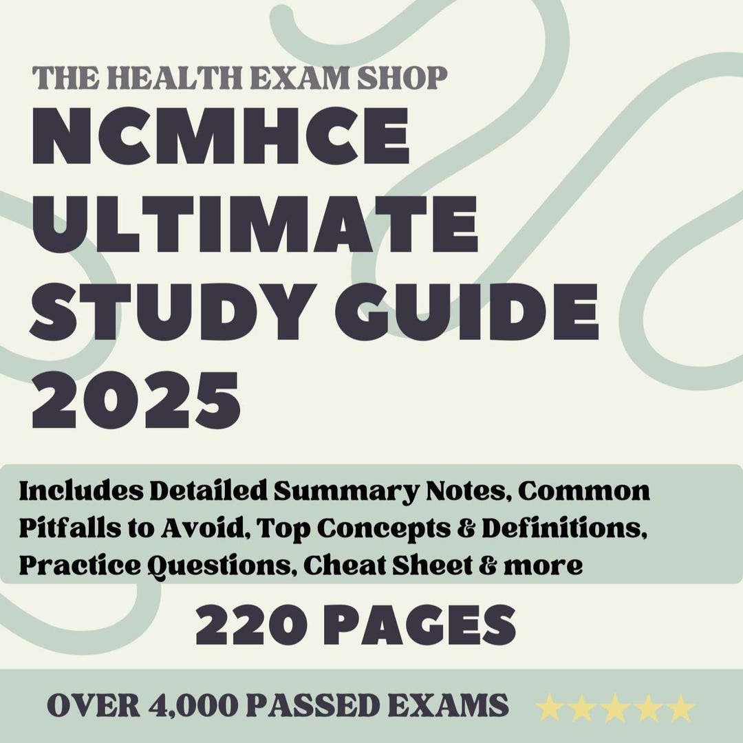 NCMHCE Study Guide: 220 Pages, Practice Exams & Definitions (digital ...