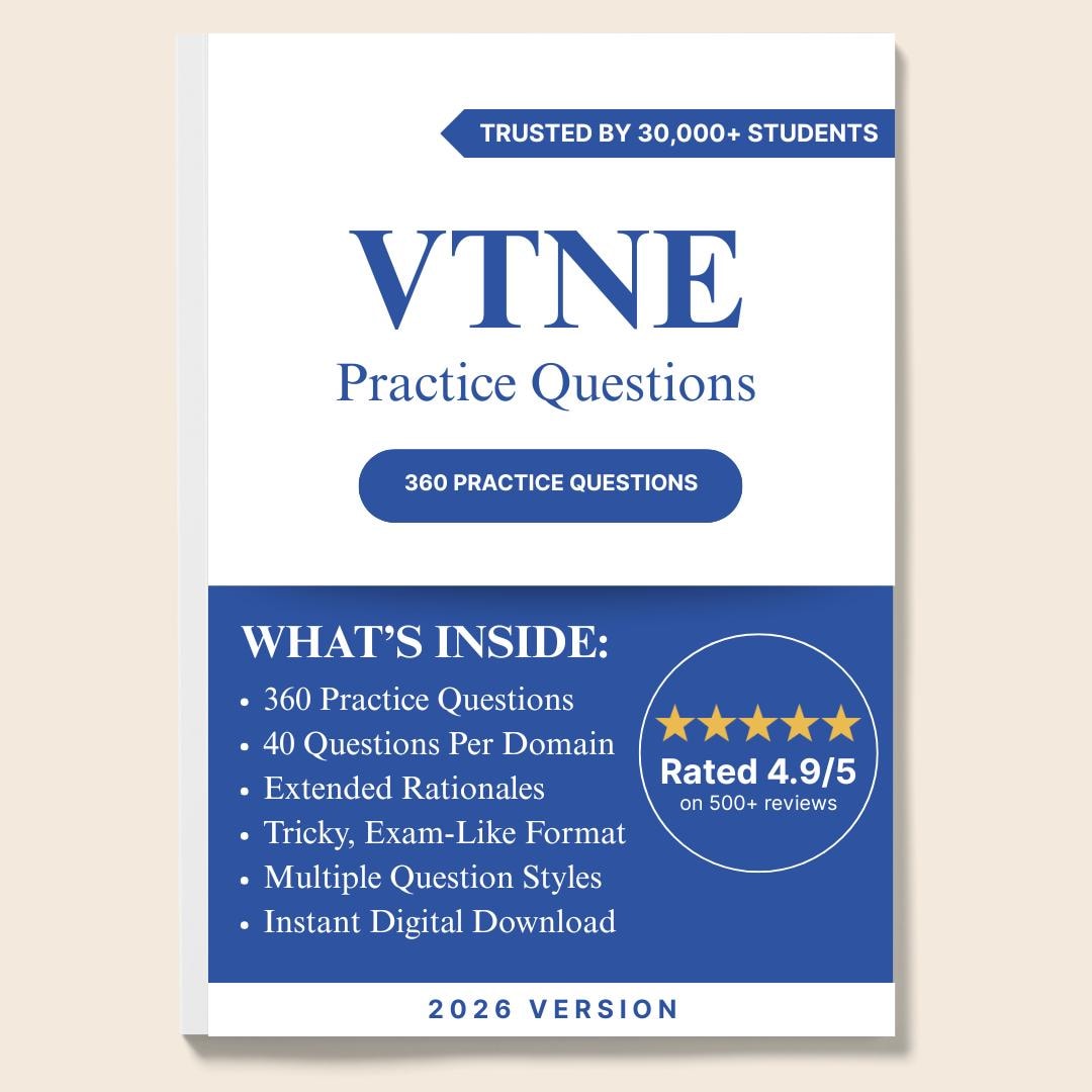 VTNE 2026 Practice Questions | 360 Questions Across 9 Domains - Etsy Canada