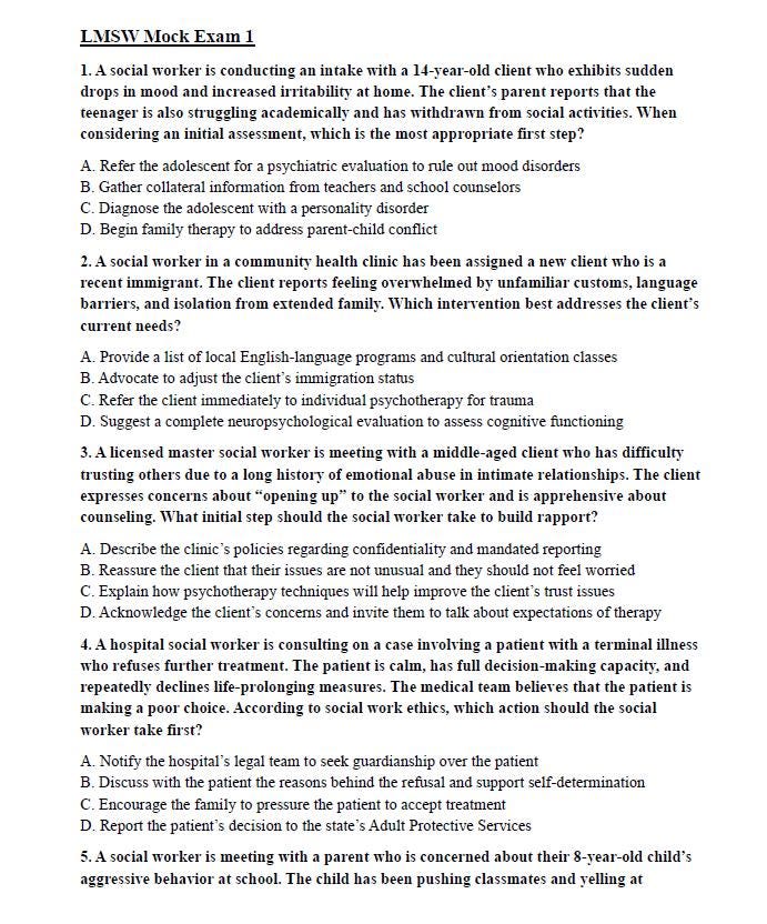 LMSW Practice Questions – 940 Aswb-style Questions With Mock Exams ...