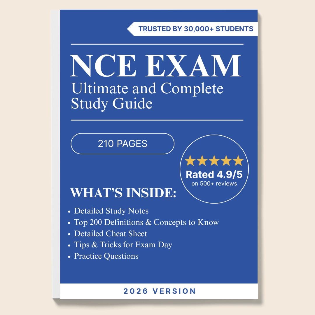 NCE Exam Study Guide 2026: Practice Tests & Cheat Sheets (digital ...