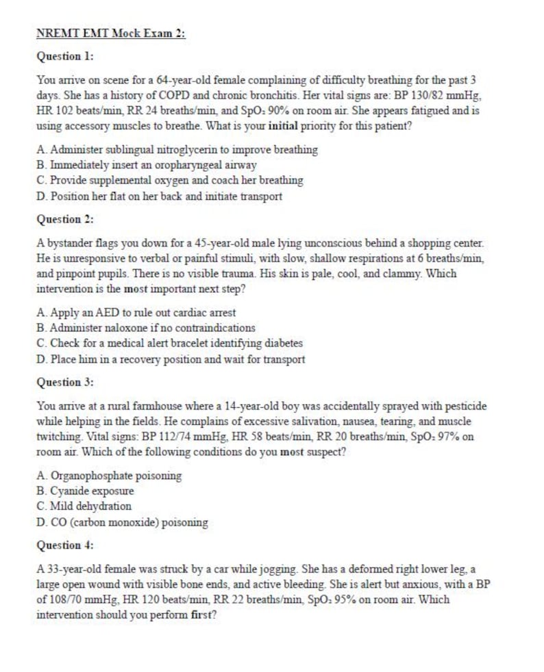NREMT EMT Mock Exams | 360 Practice Questions Comes With Detailed ...