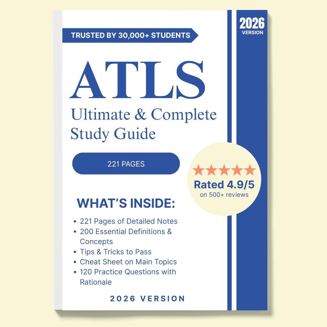 ATLS Exam Study Guide 2026: Practice Questions & Notes (digital ...