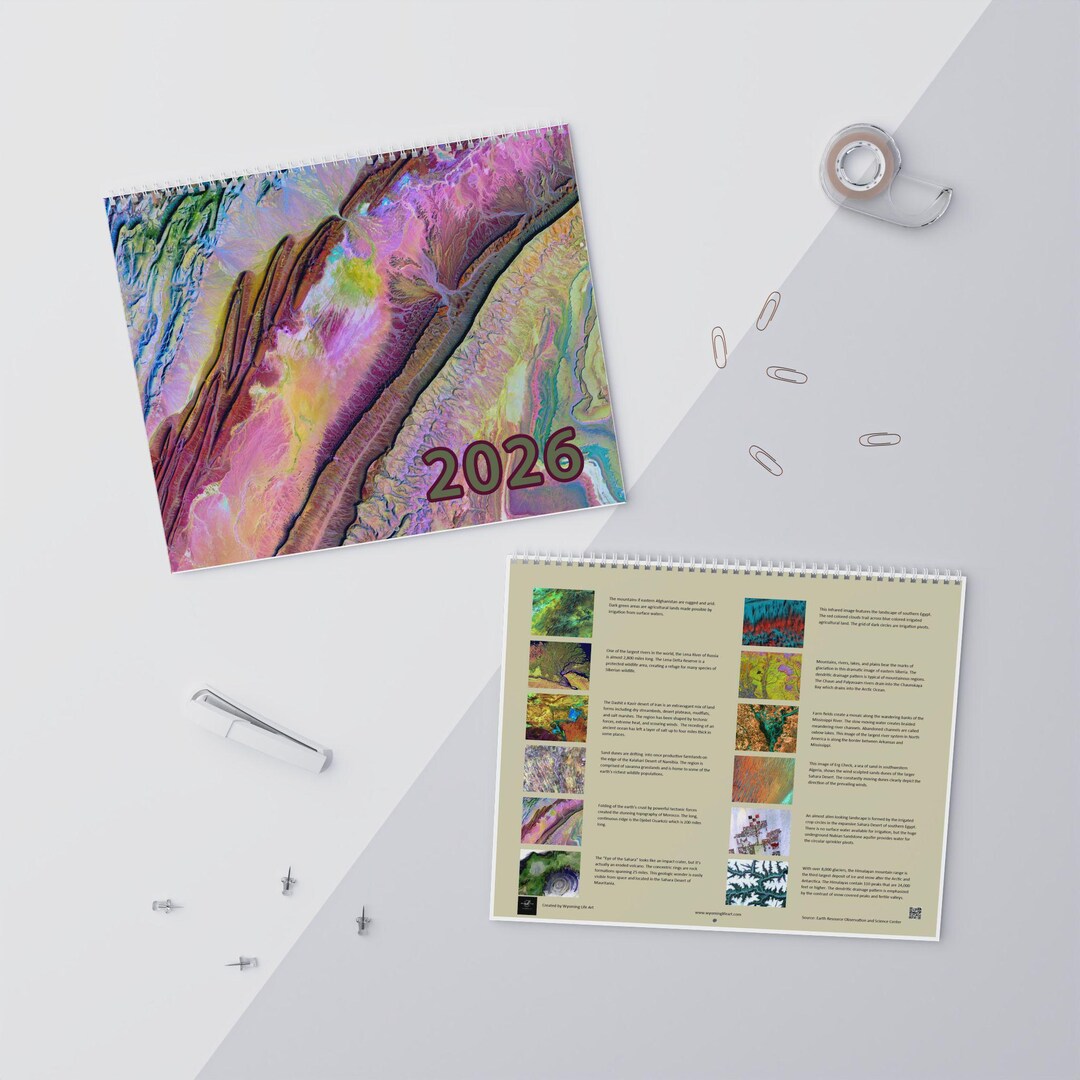 2026 Earth Images Wall Calendar With Monthly Notes - Etsy