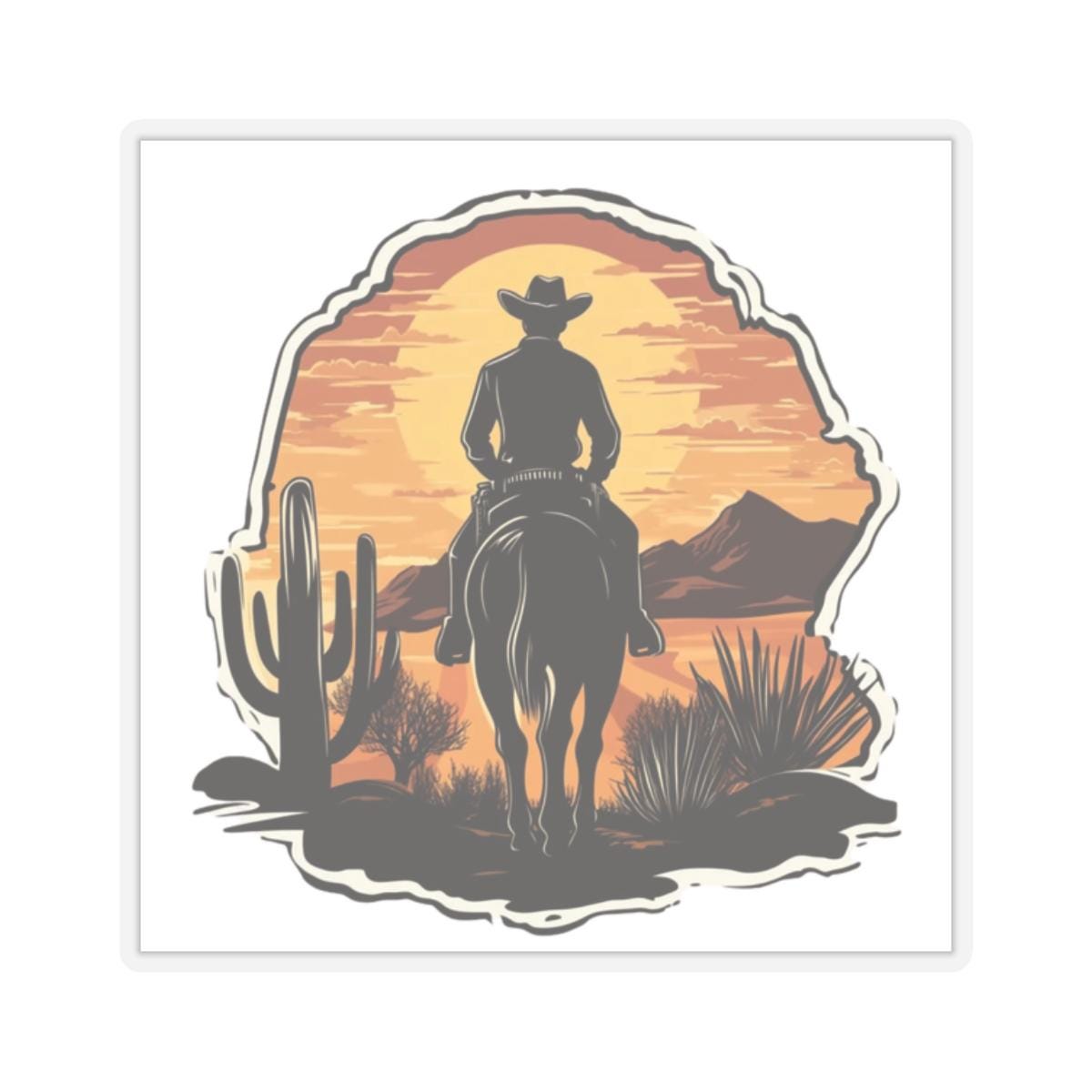 Cowboy Sunset Stickers, Wild West Decals, Western Adventure Labels ...