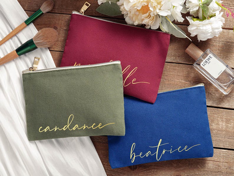Personalized Bridesmaid Canvas Cosmetic Bag, Best Gifts for Her, Custom ...