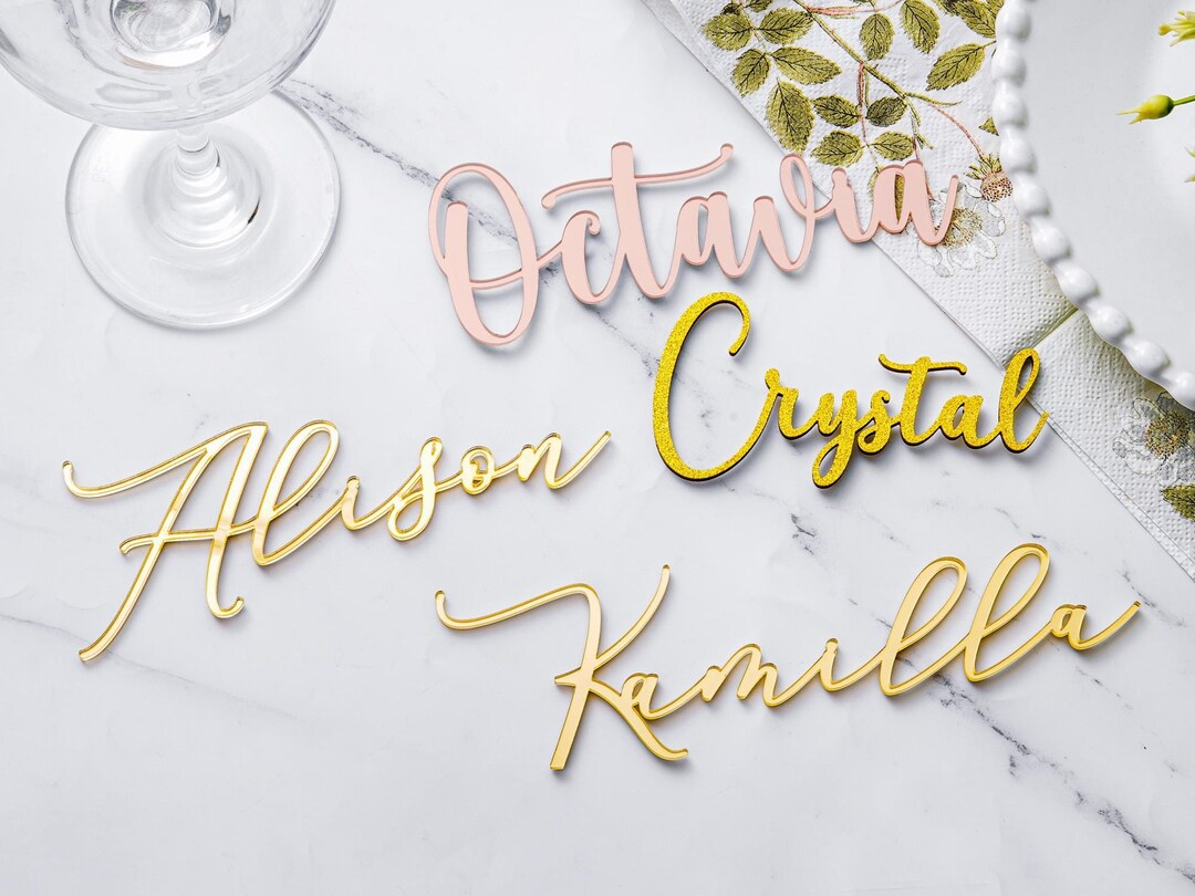Custom Wedding Place Card , Personalized Name Plates for Wedding , Gold ...