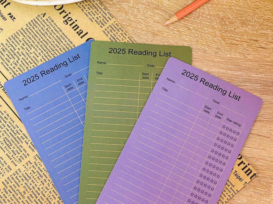 2025 Reading Log Bookmark Set, Book Goal List Bookmark, Record Your ...