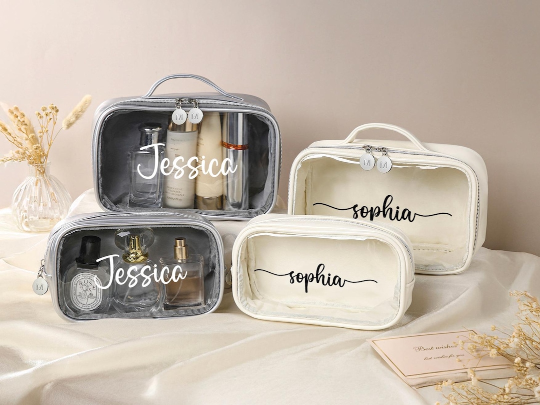 Personalized Clear Makeup Bag, Bridesmaid Gifts, Monogram Cosmetics Bag ...
