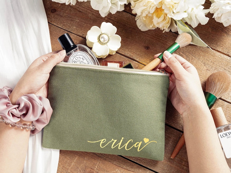 Personalized Bridesmaid Canvas Cosmetic Bag, Best Gifts for Her, Custom ...