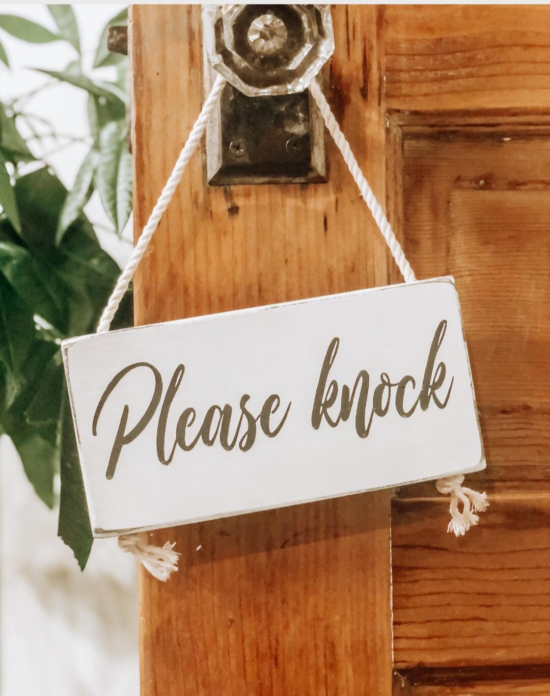 Please Knock, Mini Sign, Mini Hanging Sign, Home Decor, Entryway Decor ...