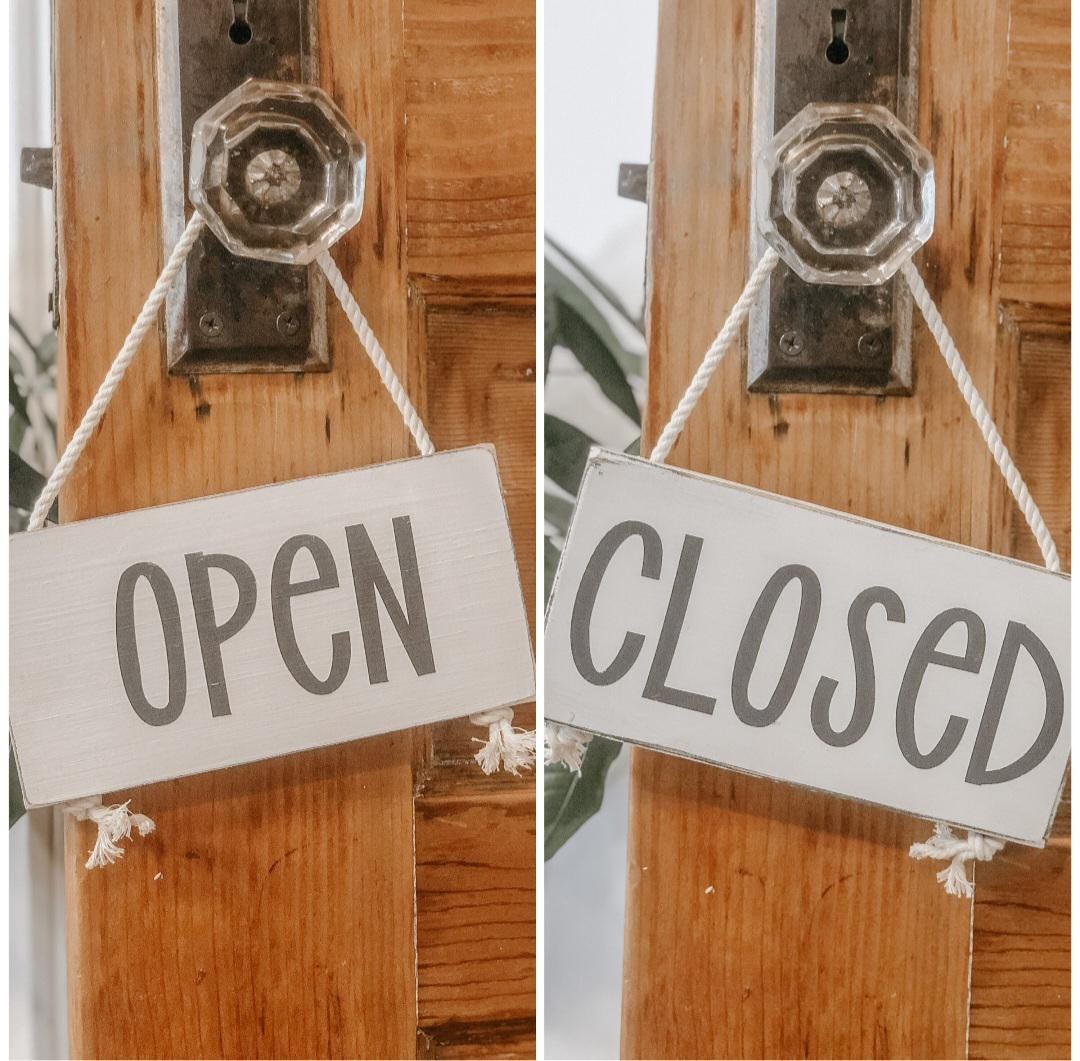 Open & Closed Sign, Hanging Door Sign, Mini Wooden Sign, Buisness Signs ...