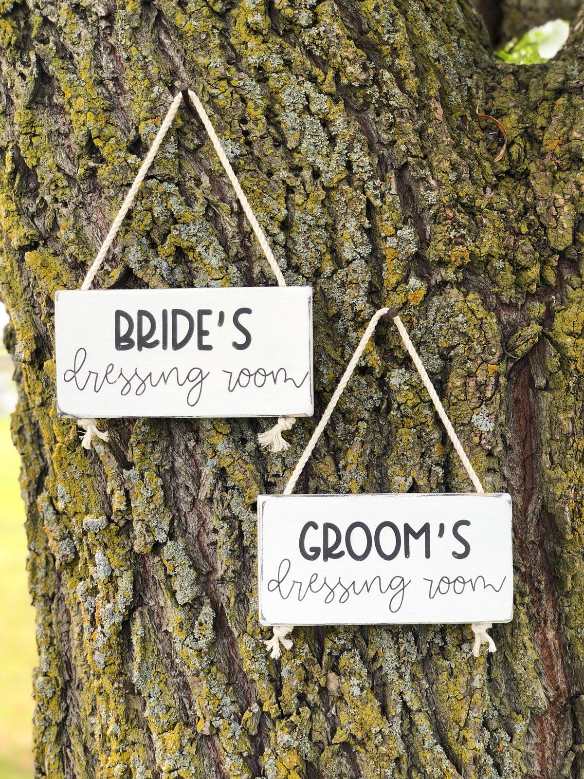 Bride & Grooms Dressing Room, Mini Hanging Sign, Wooden Sign, Wedding ...