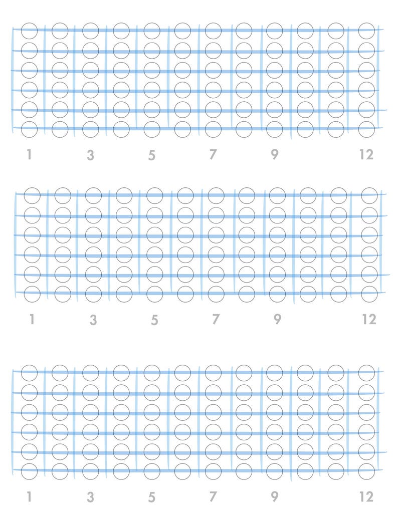Blank Guitar Fretboard Diagram for Guitarists That Want to Learn the ...