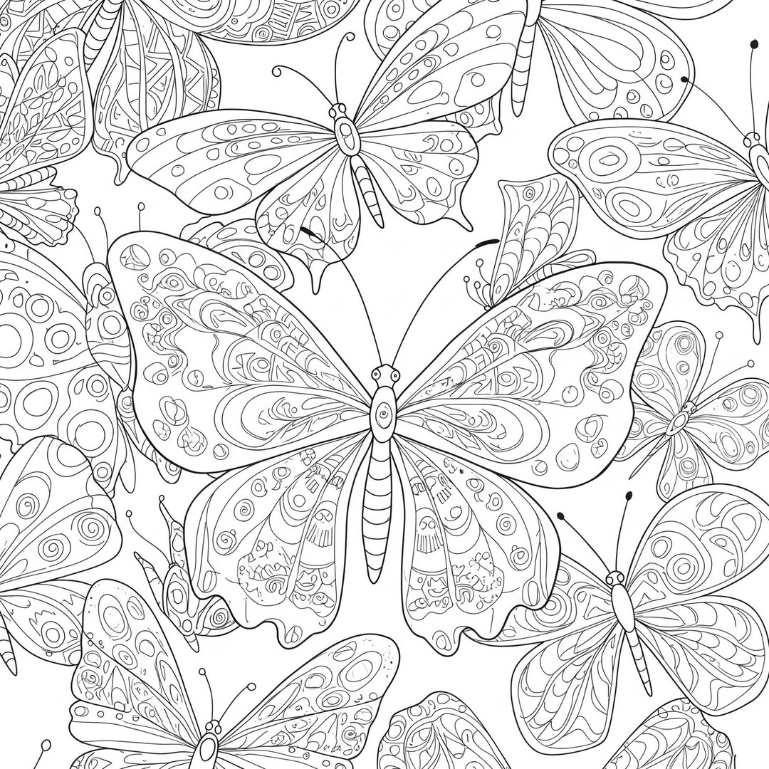 Butterfly Adult Coloring Page. - Etsy