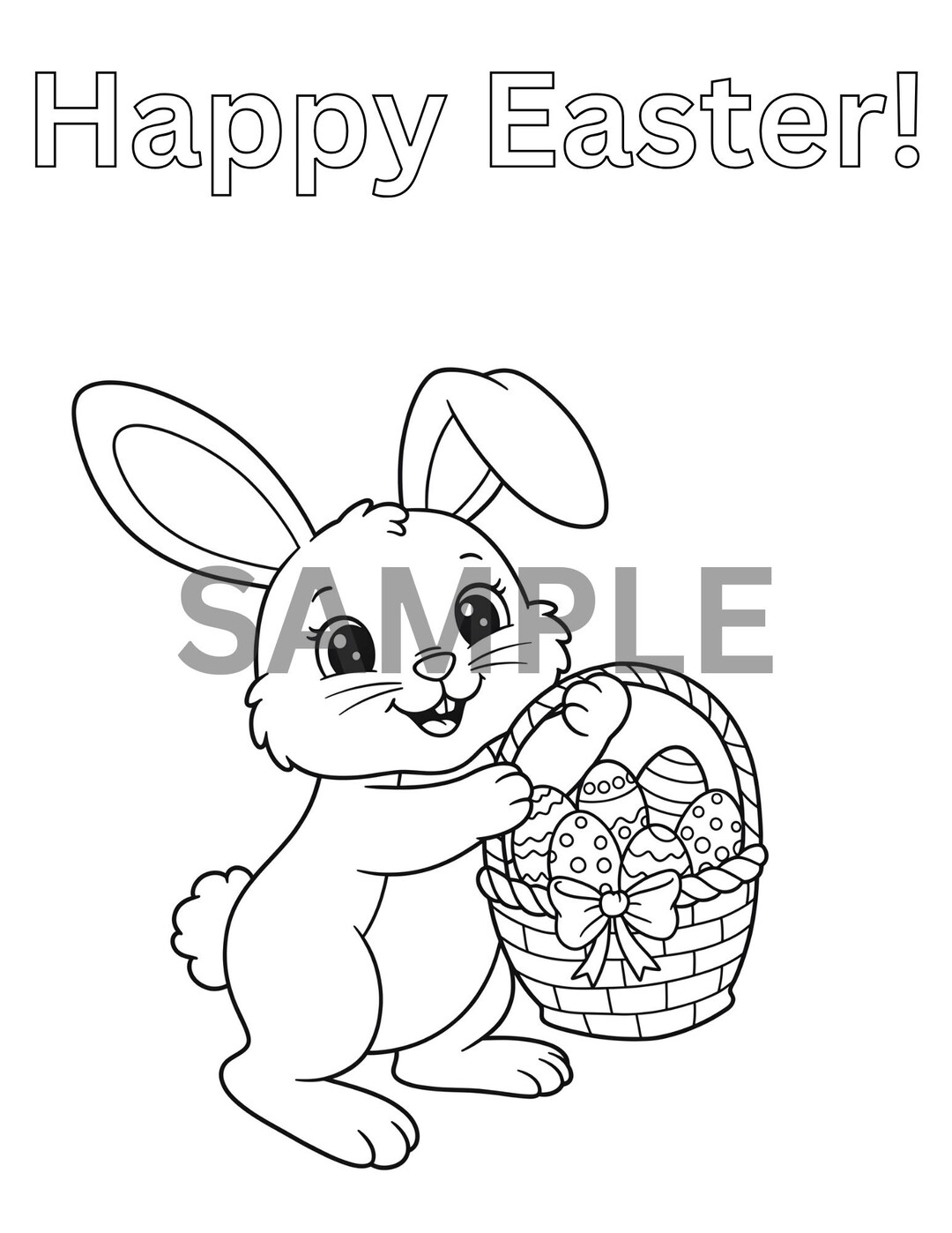Easy Happy Easter Coloring Page. - Etsy