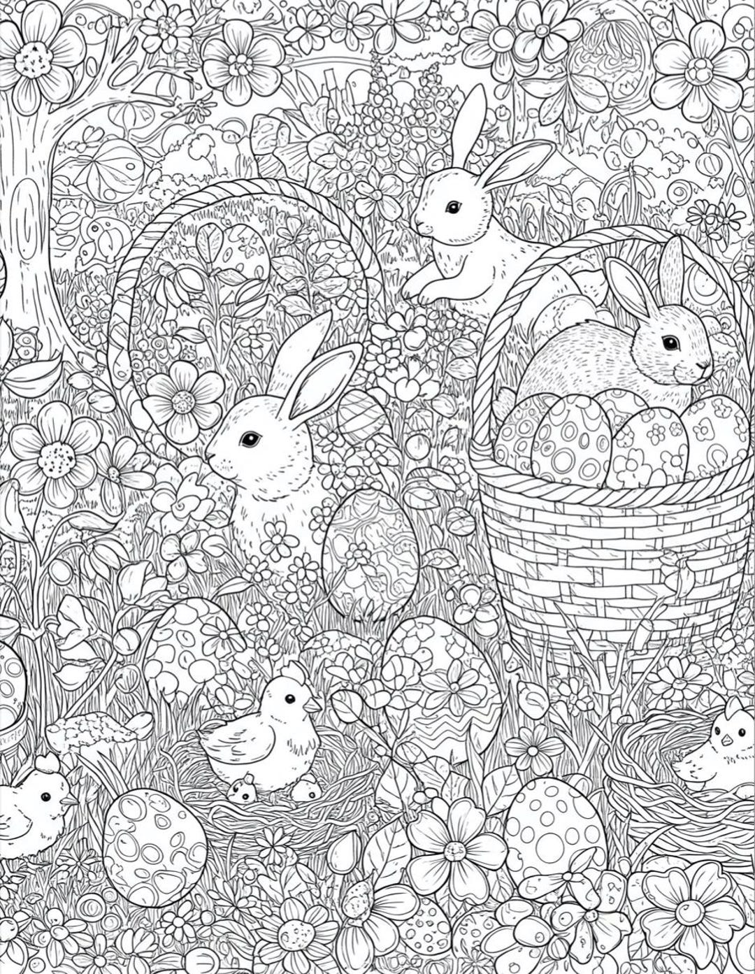Happy Easter Coloring Page for Adults. Use Colored Pencils, Crayons or ...