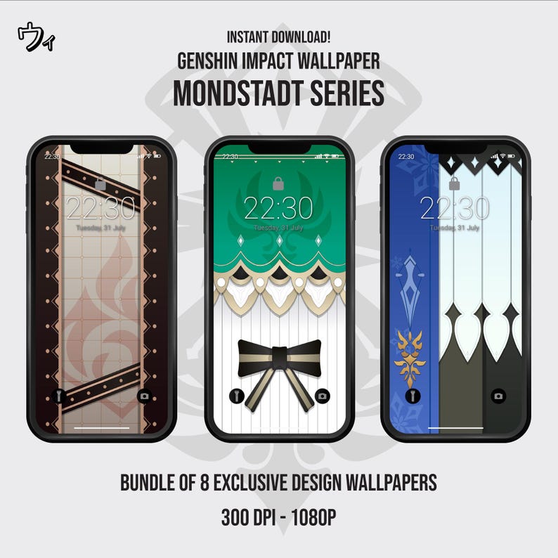 Genshin Impact Mondstadt Characters Aesthetic Phone Wallpaper Bundle ...