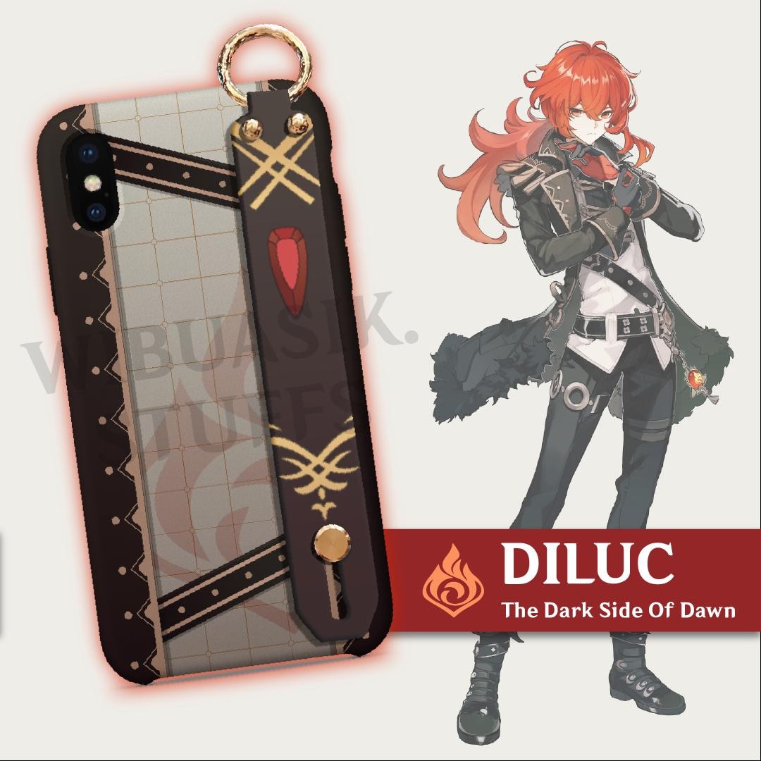 Genshin Impact Phone Case Diluc Aesthetic With Handstrap for iPhone ...