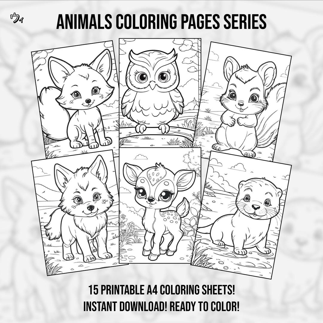 Cute Baby Animal Coloring Book | Kawaii Coloring Pages for Kids ...