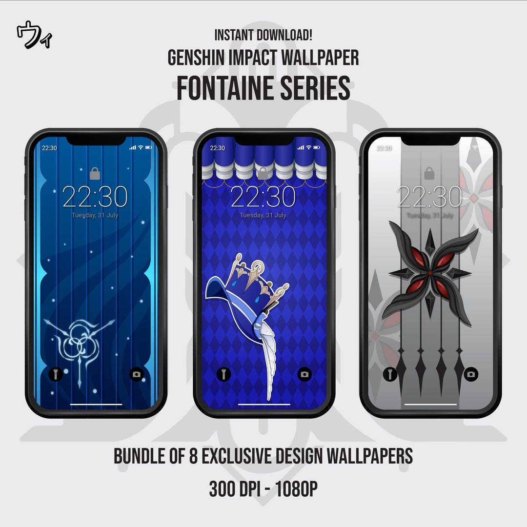 Genshin Impact Fontaine Characters Aesthetic Phone Wallpaper Bundle ...