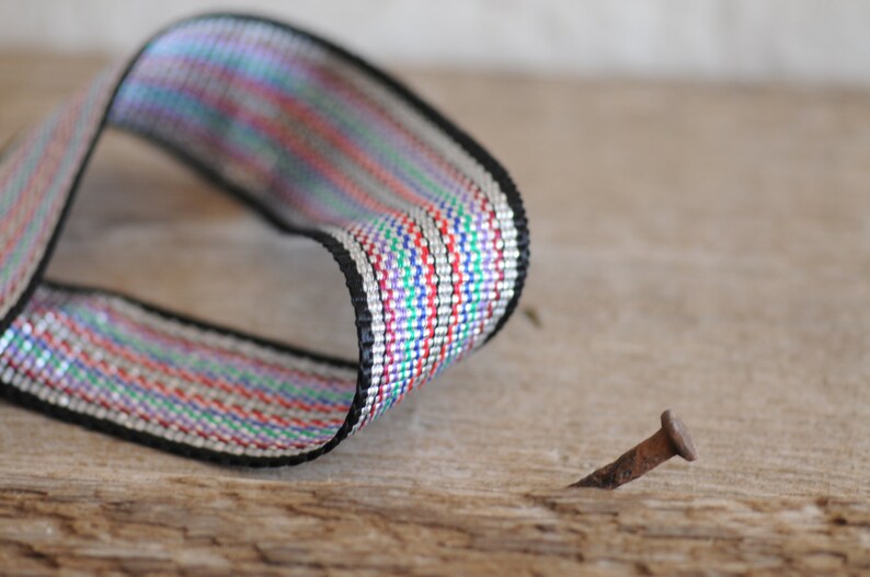 Metallic Braid Trim Webbing Vintage Sporty Stripe Silver | Etsy