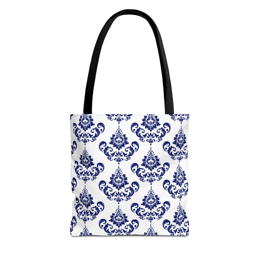 Floral Damask Tote Bag: Elegant Polyester Reusable Shopping Bag - Etsy