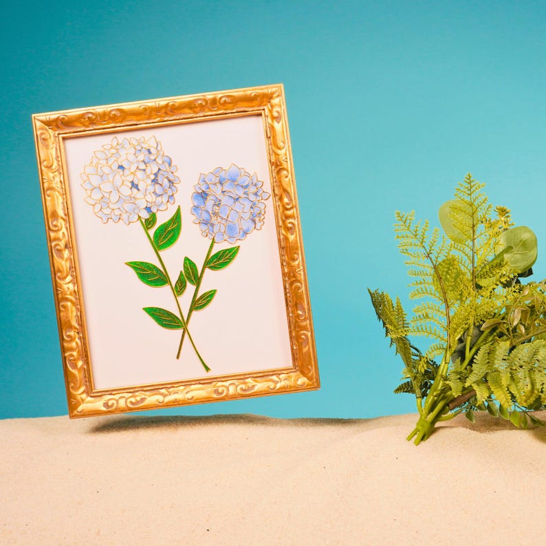 Blue Hydrangea Cloisonné Craft Kit, Enamel Art Painting DIY - Etsy