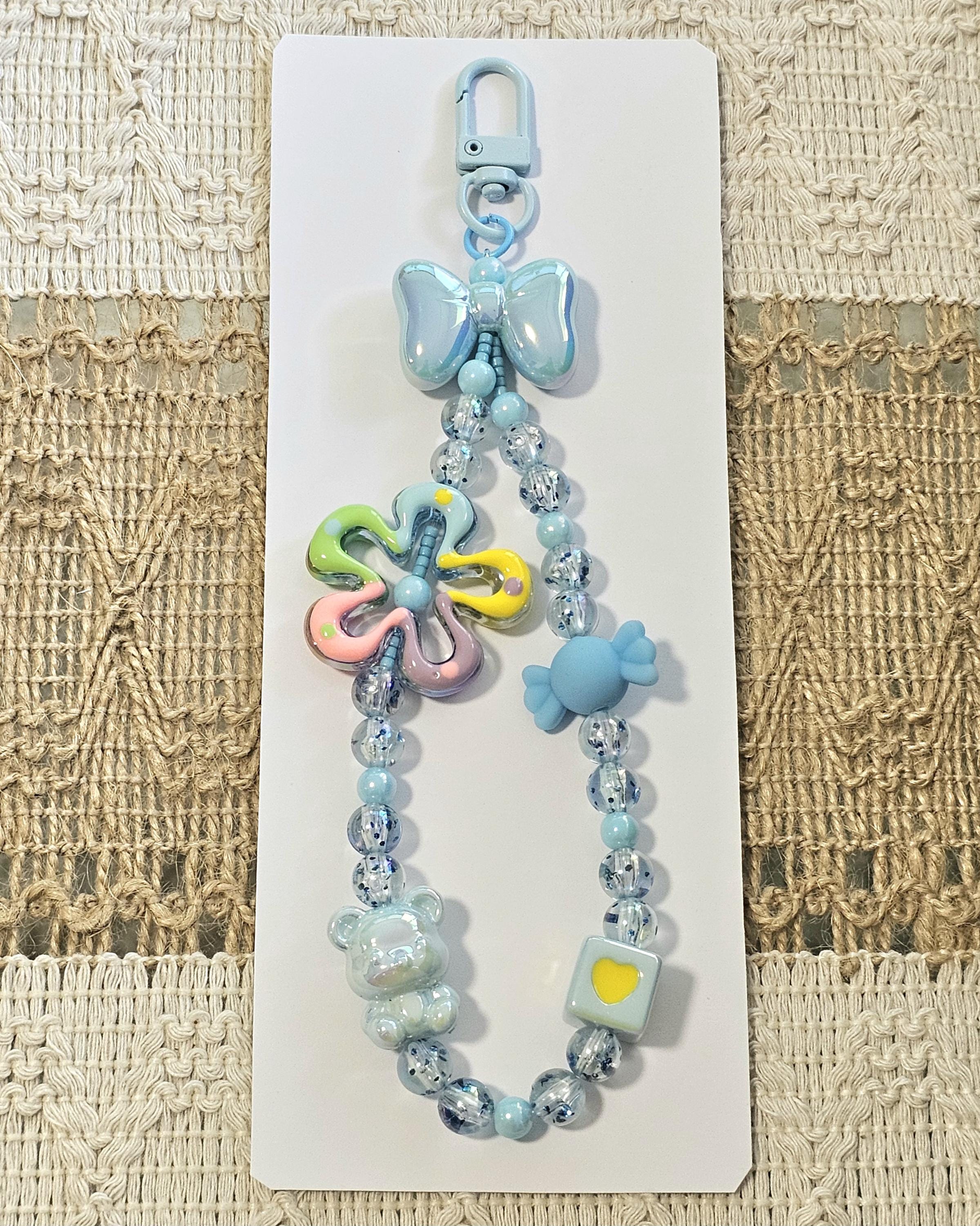 Chunky Beads Keychain, Cute Blue Beads Keychain for Girls and Women ...