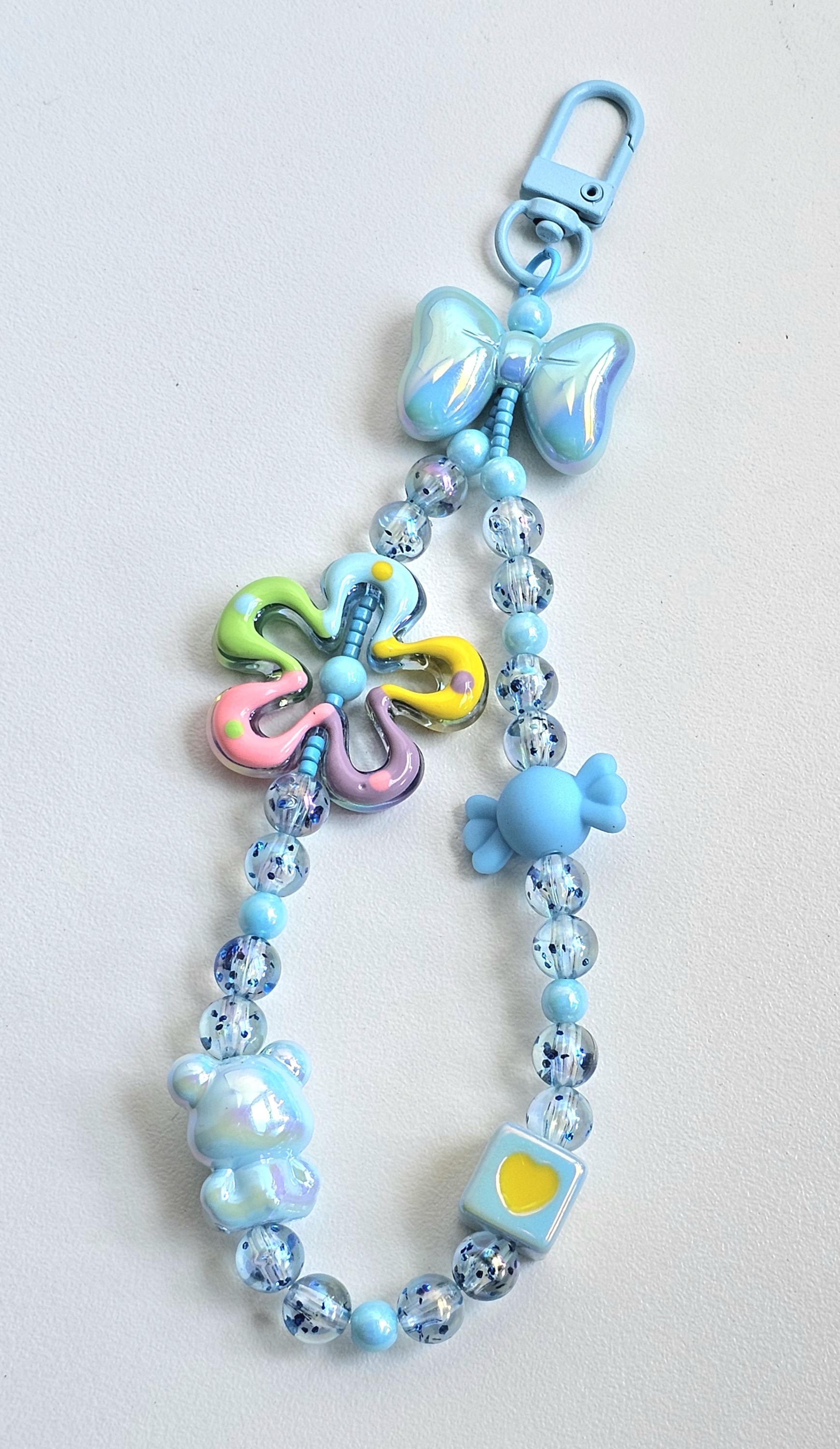Chunky Beads Keychain, Cute Blue Beads Keychain for Girls and Women ...