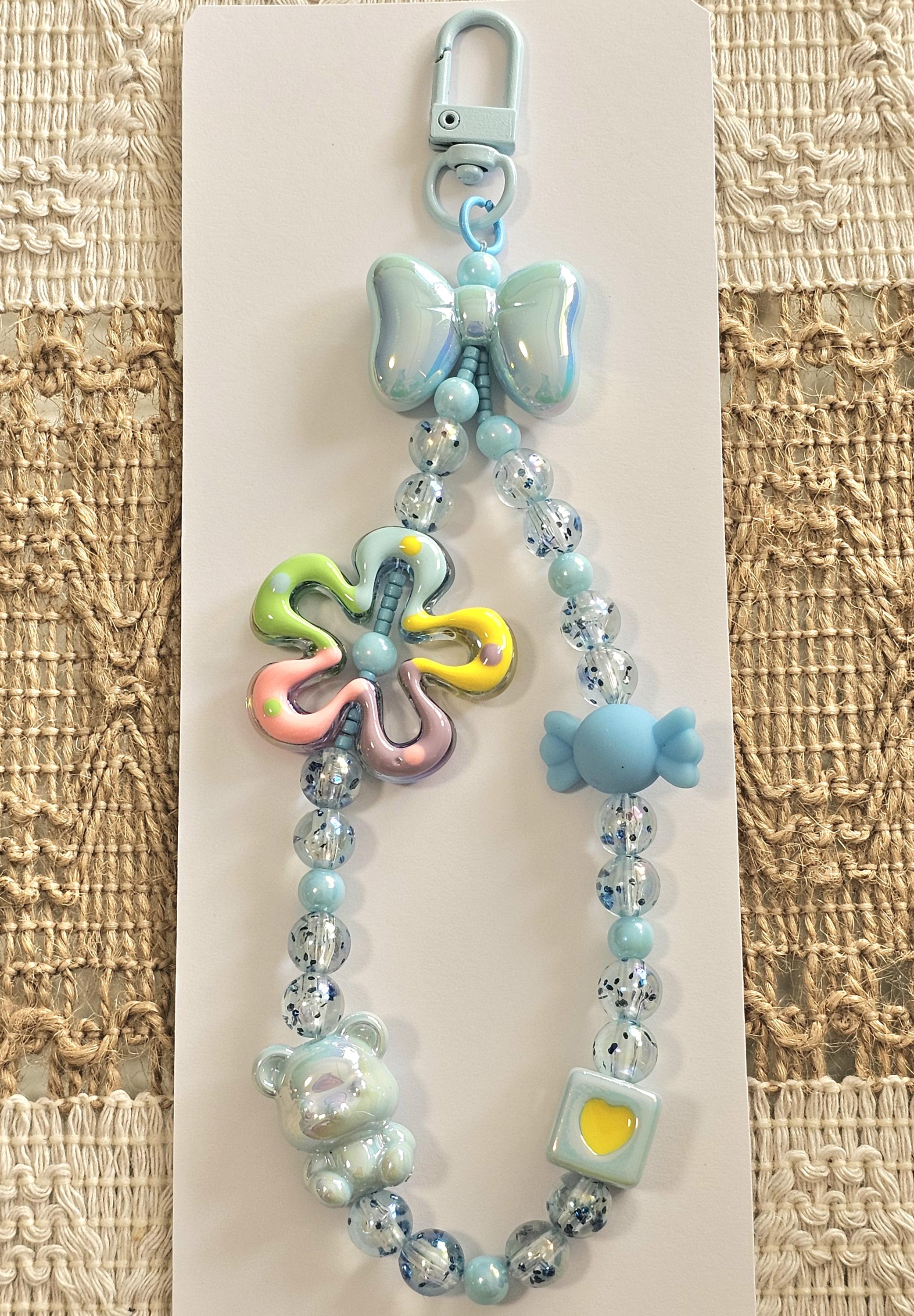 Chunky Beads Keychain, Cute Blue Beads Keychain for Girls and Women ...