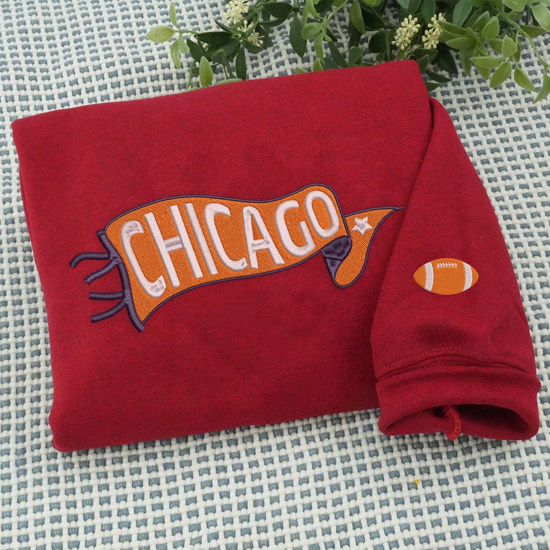 Custom Embroidered Pennant Chicago Sweatshirt With Team Name ...