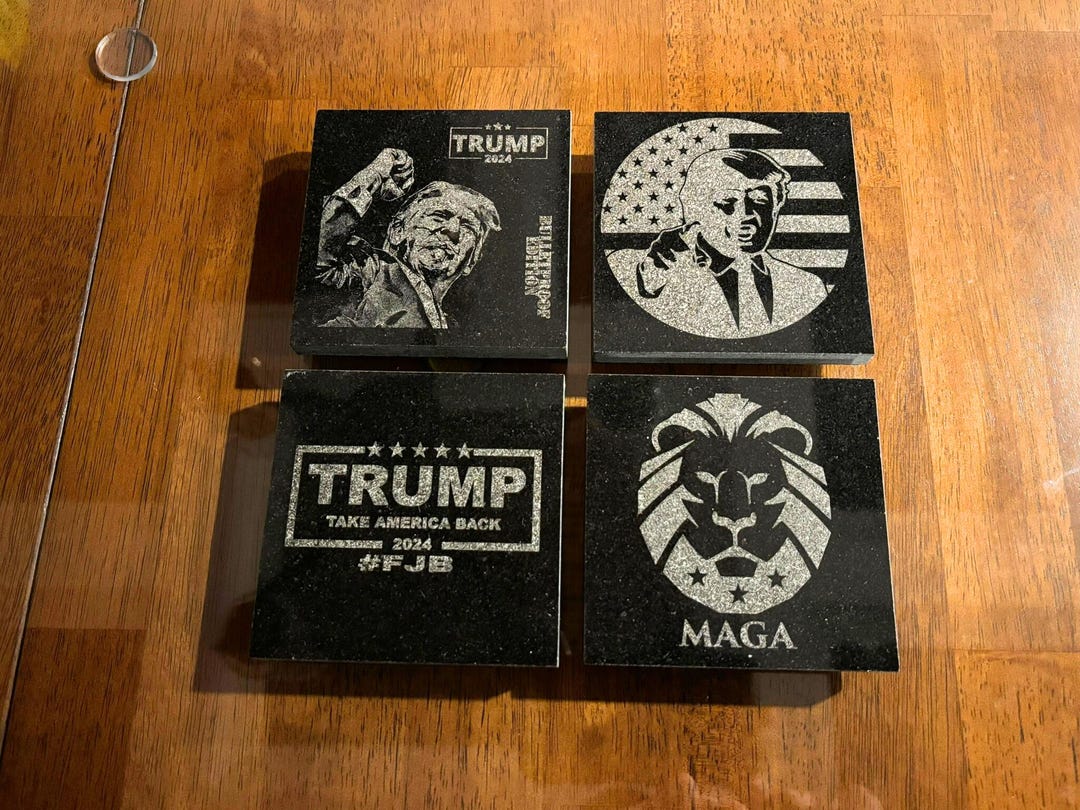 Coasters 4 Pack Prez Trump Available in Solid Slate or Granite Pack of ...