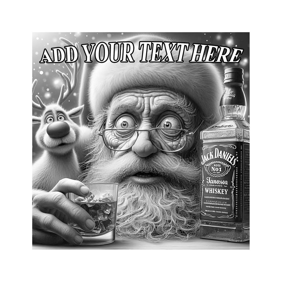 Laser Engraved Santa Drinking Whiskey • Personalized Birch Wood ...