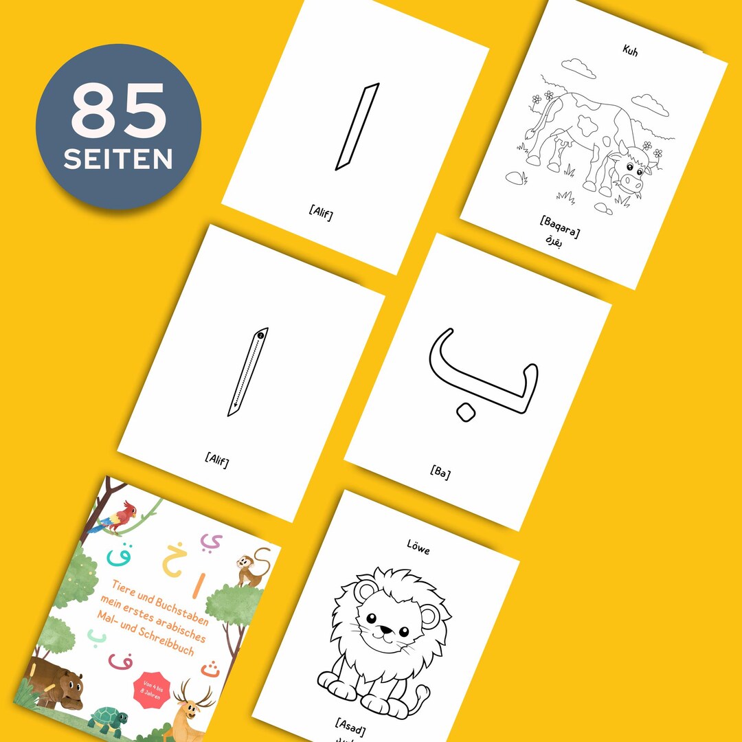 Animals and Letters: My Arabic Coloring and Writing Book L Learn Arabic ...