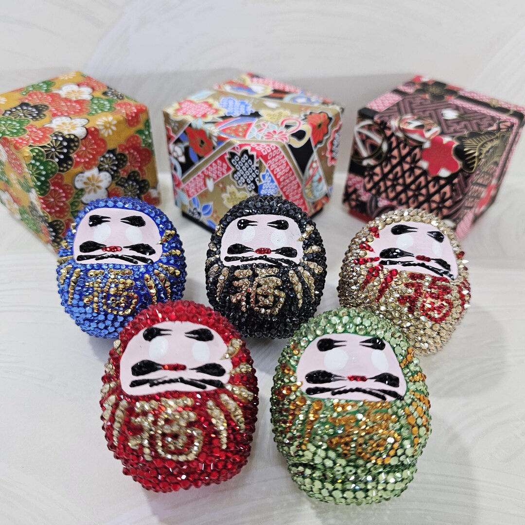 Mini Daruma (with Swarovski Crystals) / Good Luck Charm / Crystal ...