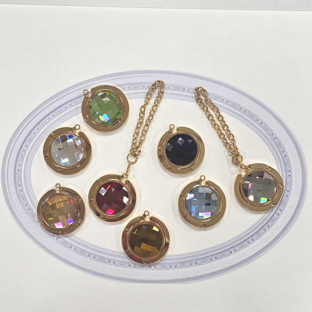 Brass Purse Hook With Swarovski Crystals | Elegant Foldable Handbag ...