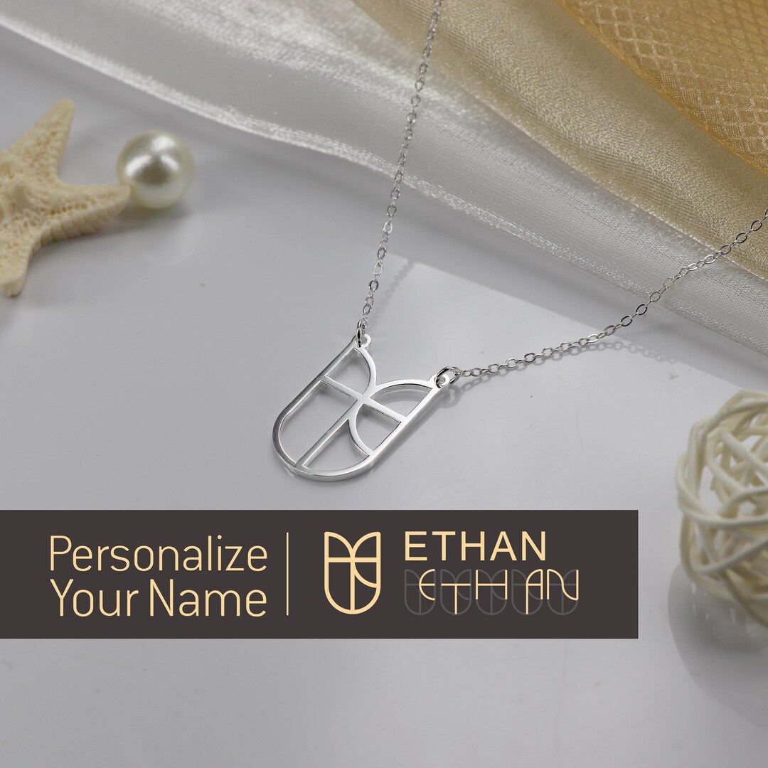 Personalized Name Logo Necklace: Custom Sterling Silver Jewelry - Etsy