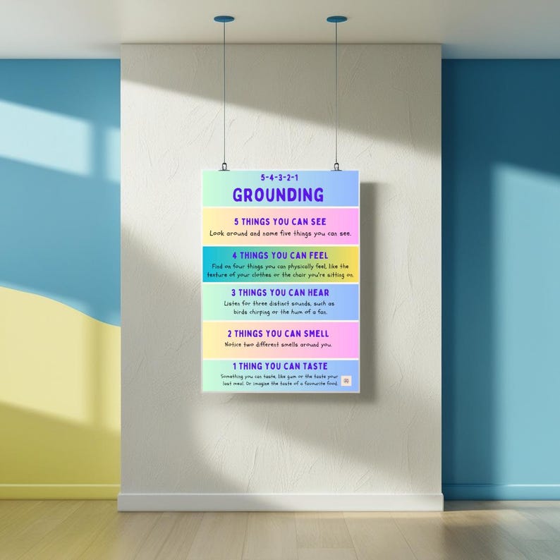 Grounding Digital Print, Grounding Poster, 5-4-3-2-1, Mindfulness ...