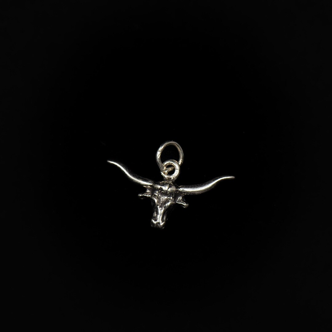 One Sterling Silver Longhorn Steer Head Charm, E159 - Etsy