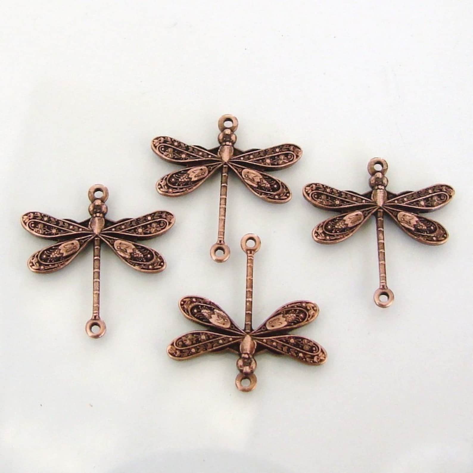 10 Antiqued Copper Dragonfly Connectors, Made in USA, A105 - Etsy
