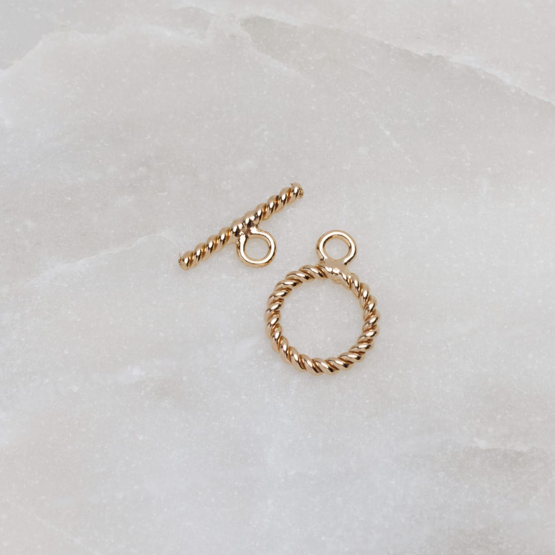 One - 14K Gold Filled 9mm Ring Twisted Toggle Set 1.3mm Wire, Made in ...