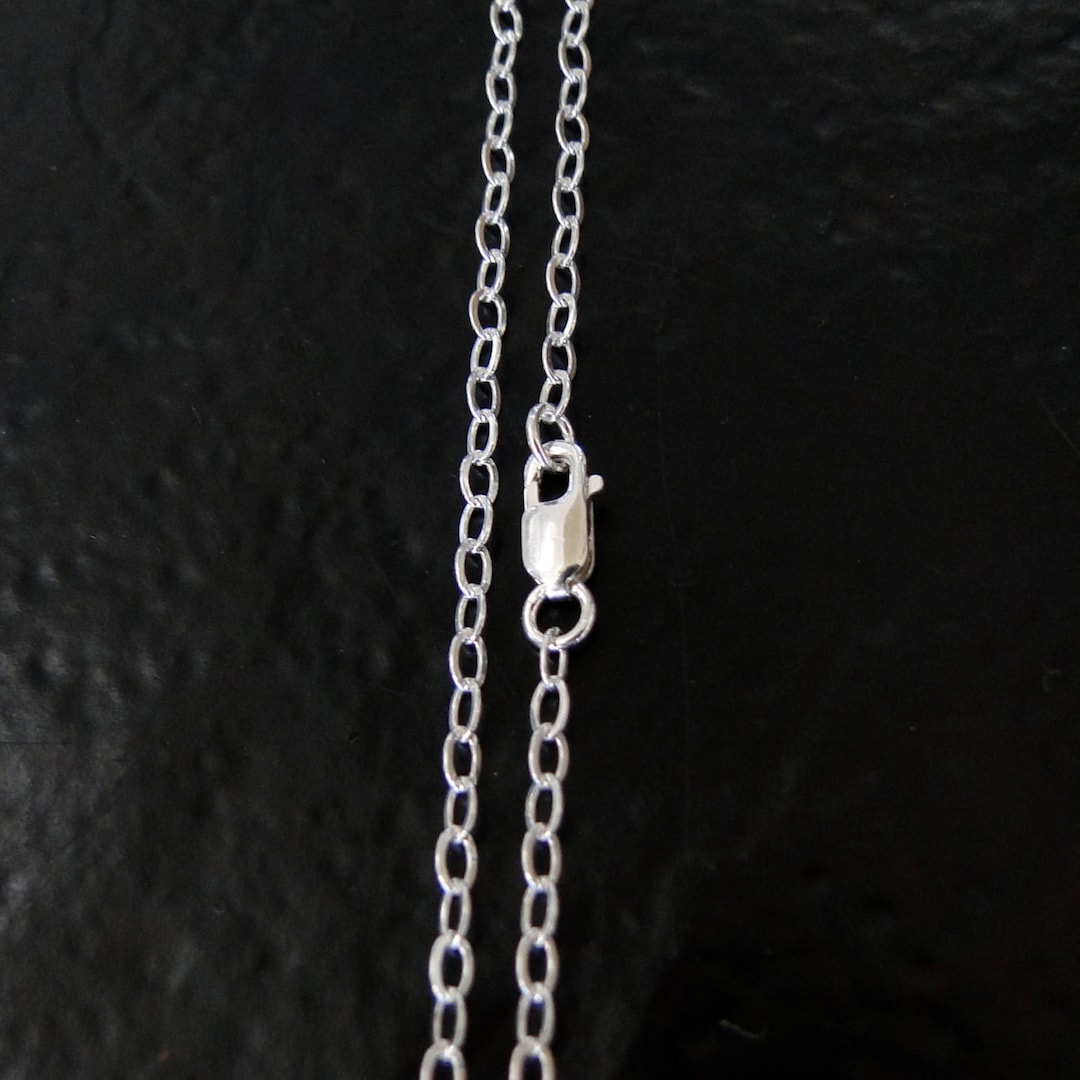 17 Inch Sterling Silver 2.3mm Round Flat Cable Chain Necklace, MADE in ...
