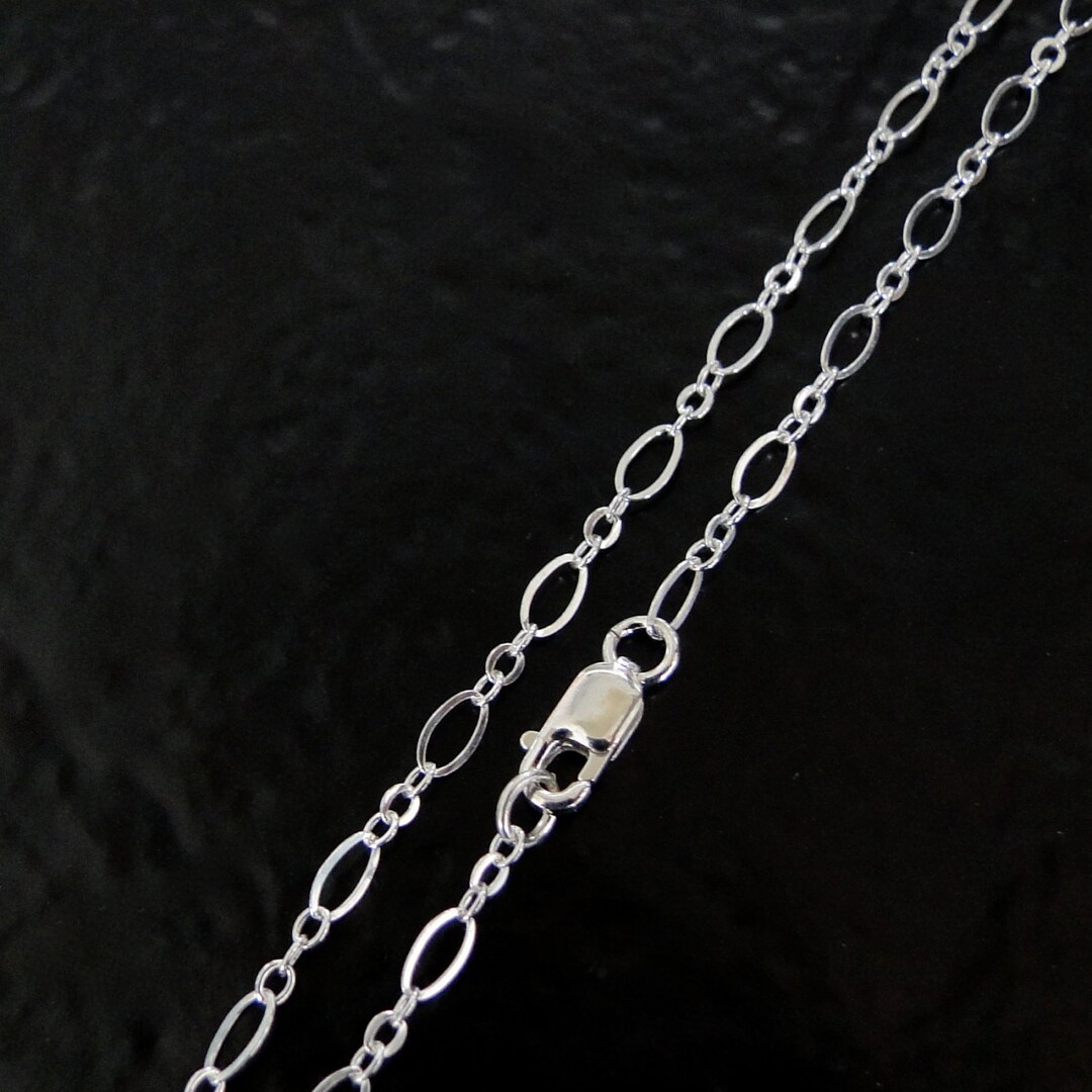 36 Inch Sterling Silver Long and Short Oval Chain Necklace With Lobster ...